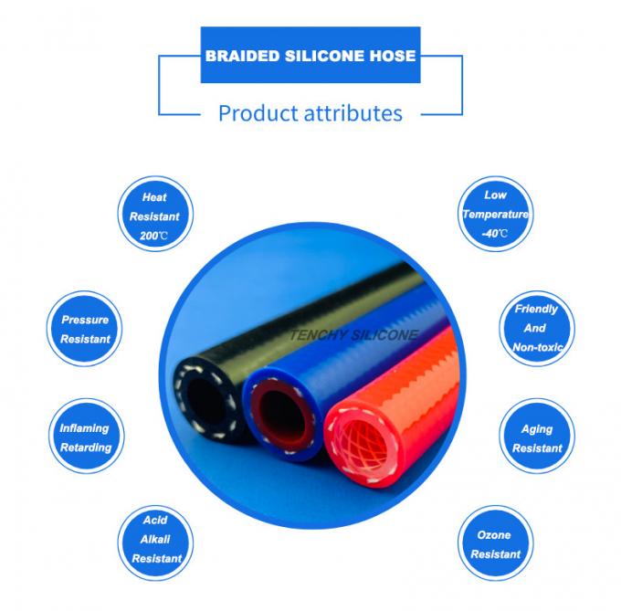 Pressure Resistant Braided Silicone Tubing Food Grade Stretchable